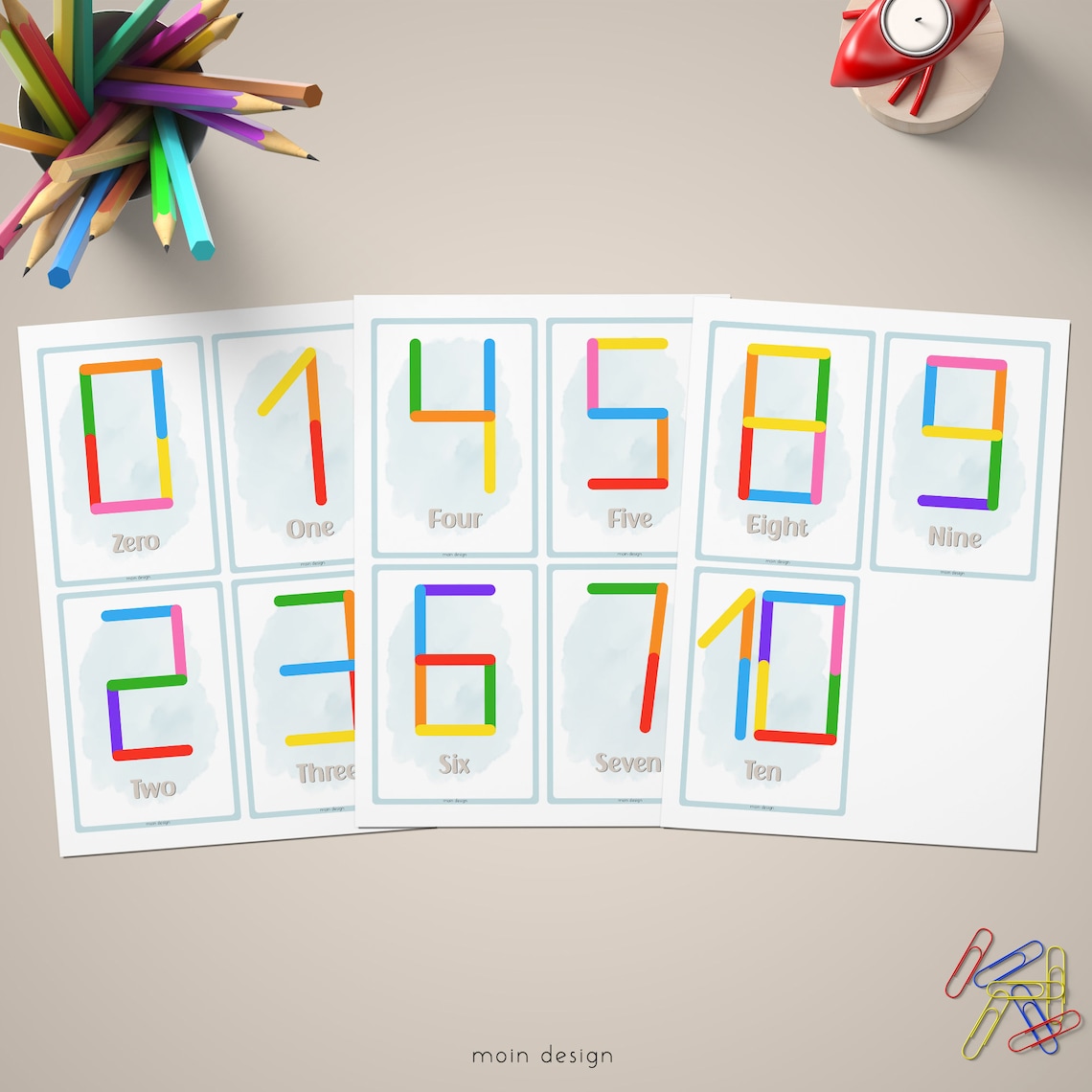 Numbers Popsicle Sticks Activity: Montessori Toddler Game (printable ...