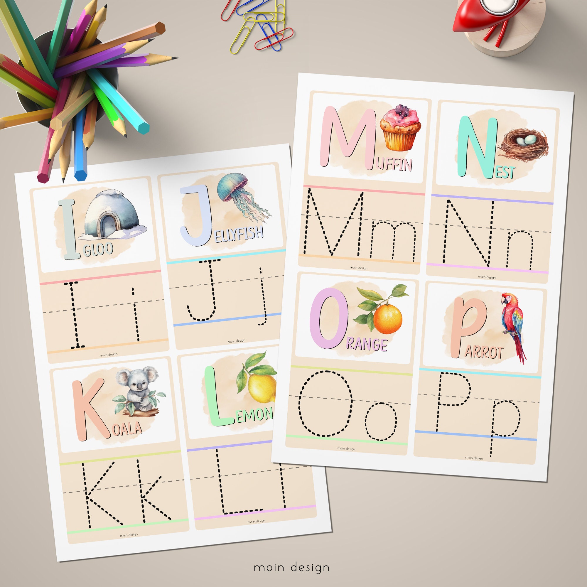 Printable Alphabet Tracing Cards, Preschool Practice Card, ABC Learning ...