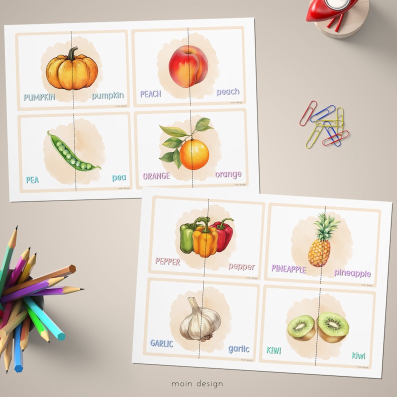 Vegetables & Fruits Matching Game for Toddler, Puzzle for Kids, Toddler ...