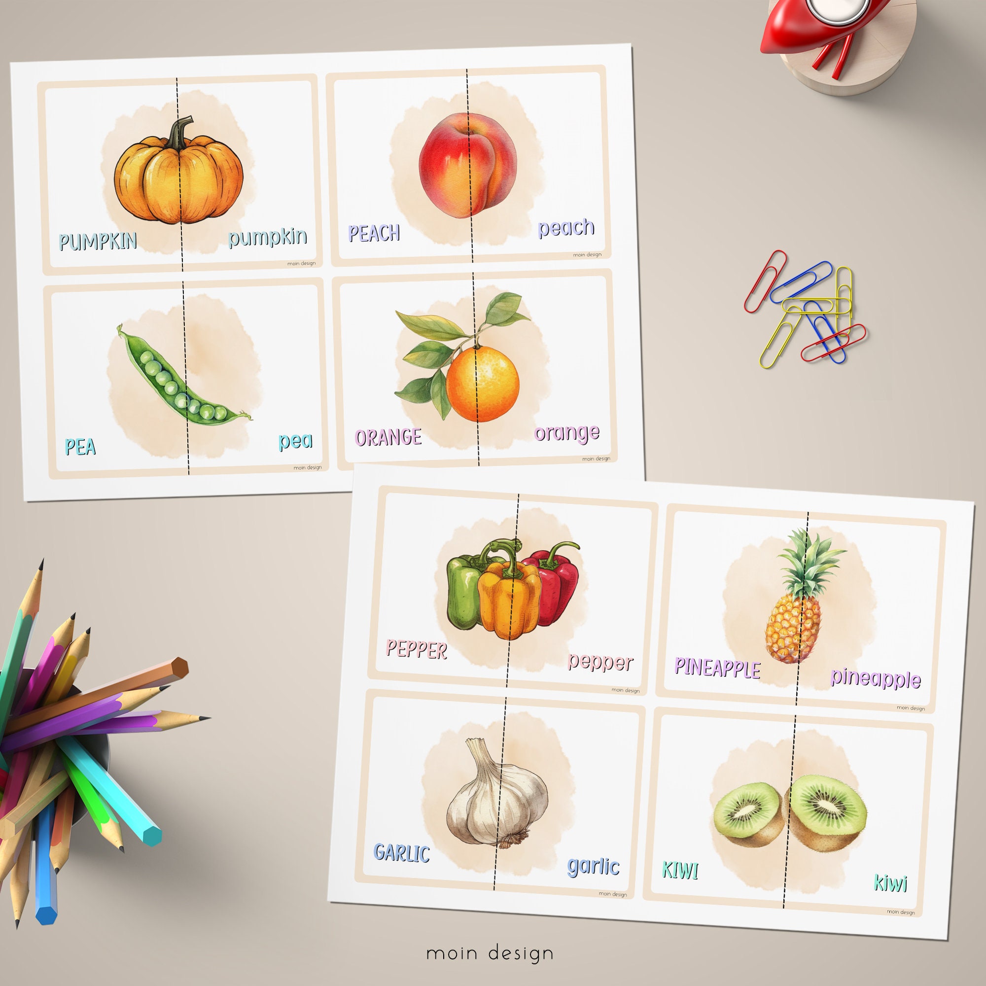 Vegetables & Fruits Matching Game for Toddler, Puzzle for Kids, Toddler ...