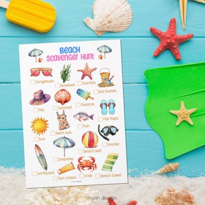 Printable Beach Scavenger Hunt for Kids, Summer Games for Kids, Party ...