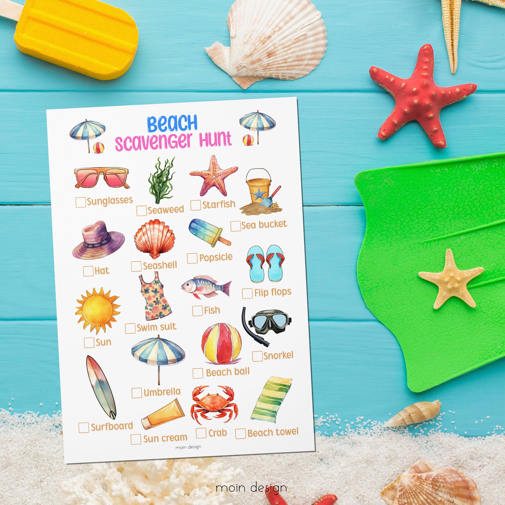 Printable Beach Scavenger Hunt for Kids, Summer Games for Kids, Party ...