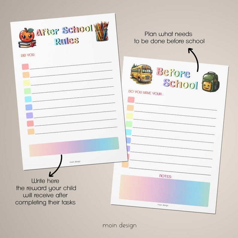 Printable Kids School Planner Bundle: Daily & Weekly Checklist (digital ...