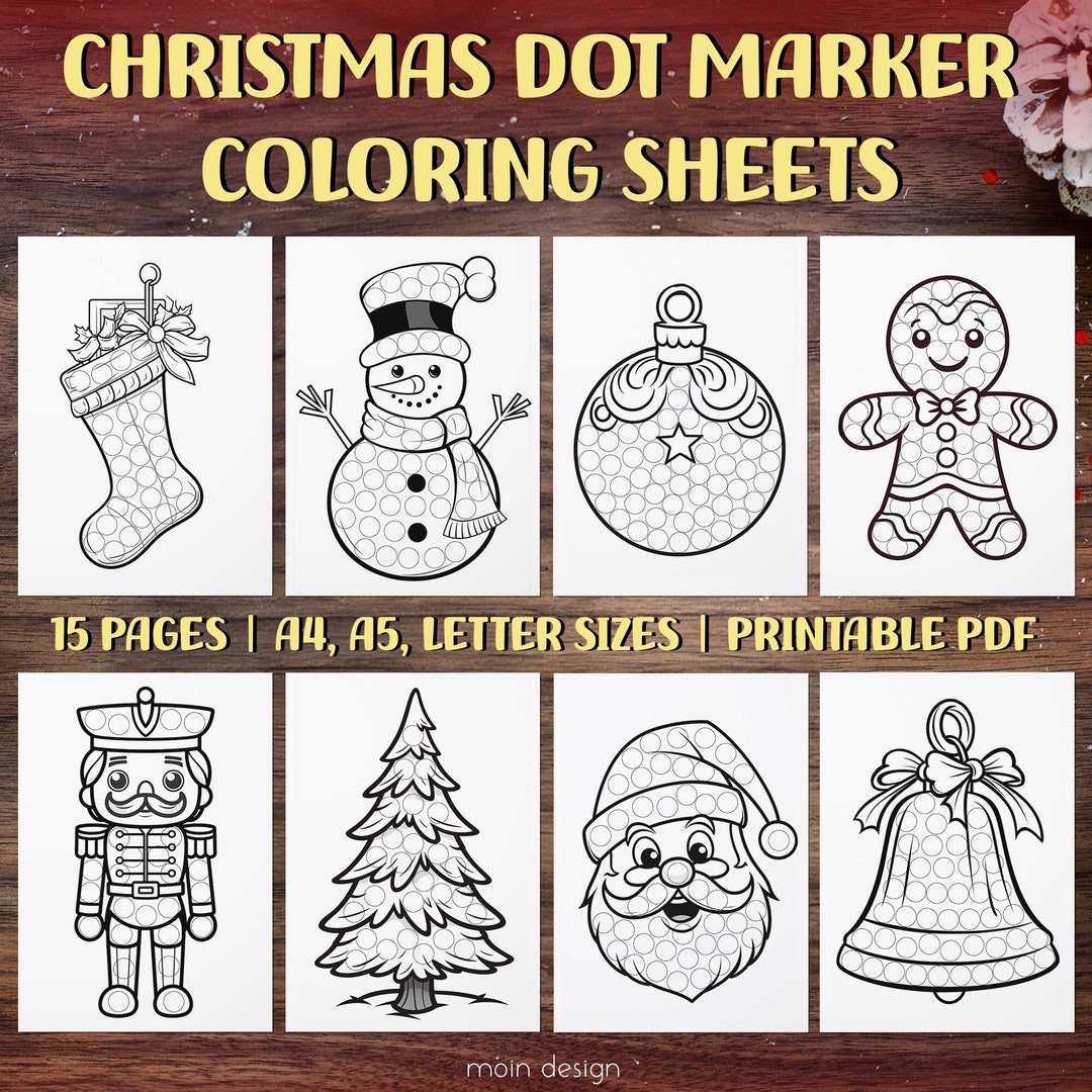 Christmas Dot Marker Coloring Pages, Dot a Dot Painting, Christmas Dot ...