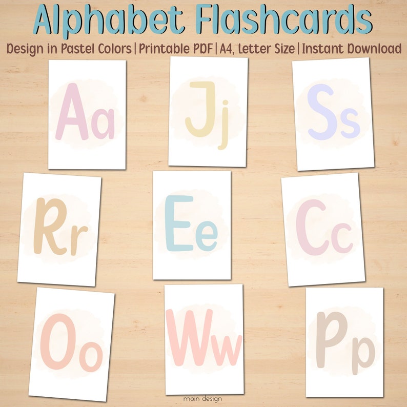 Alphabet Flash Cards, Preschool Activity, Printable Montessori Cards ...