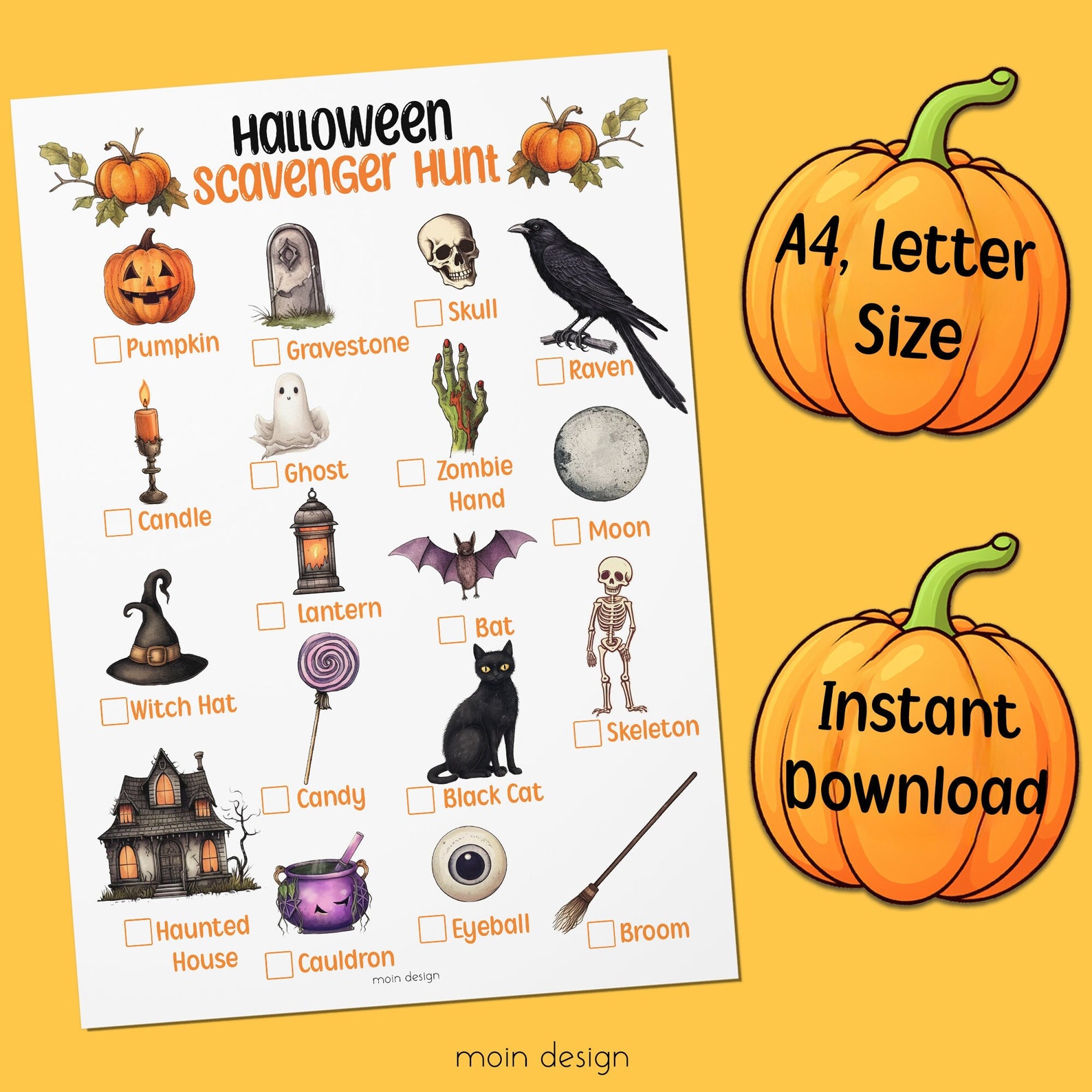 Printable Halloween Scavenger Hunt for Kids, Halloween Games for Kids ...
