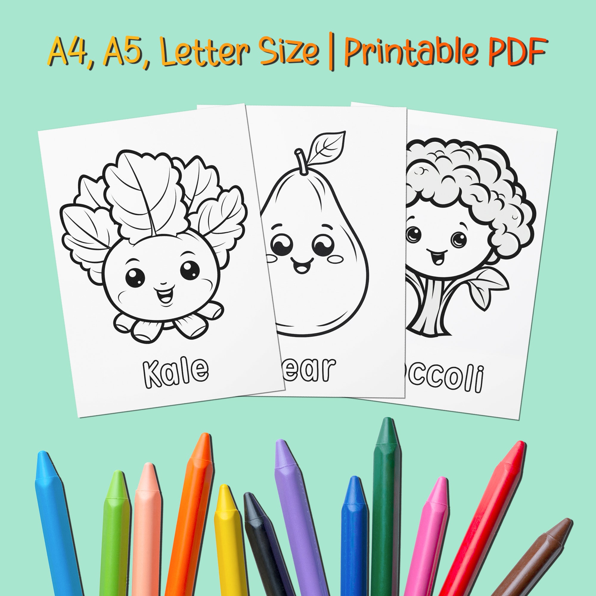 Printable Vegetables and Fruits Coloring Sheets, Coloring Pages for ...