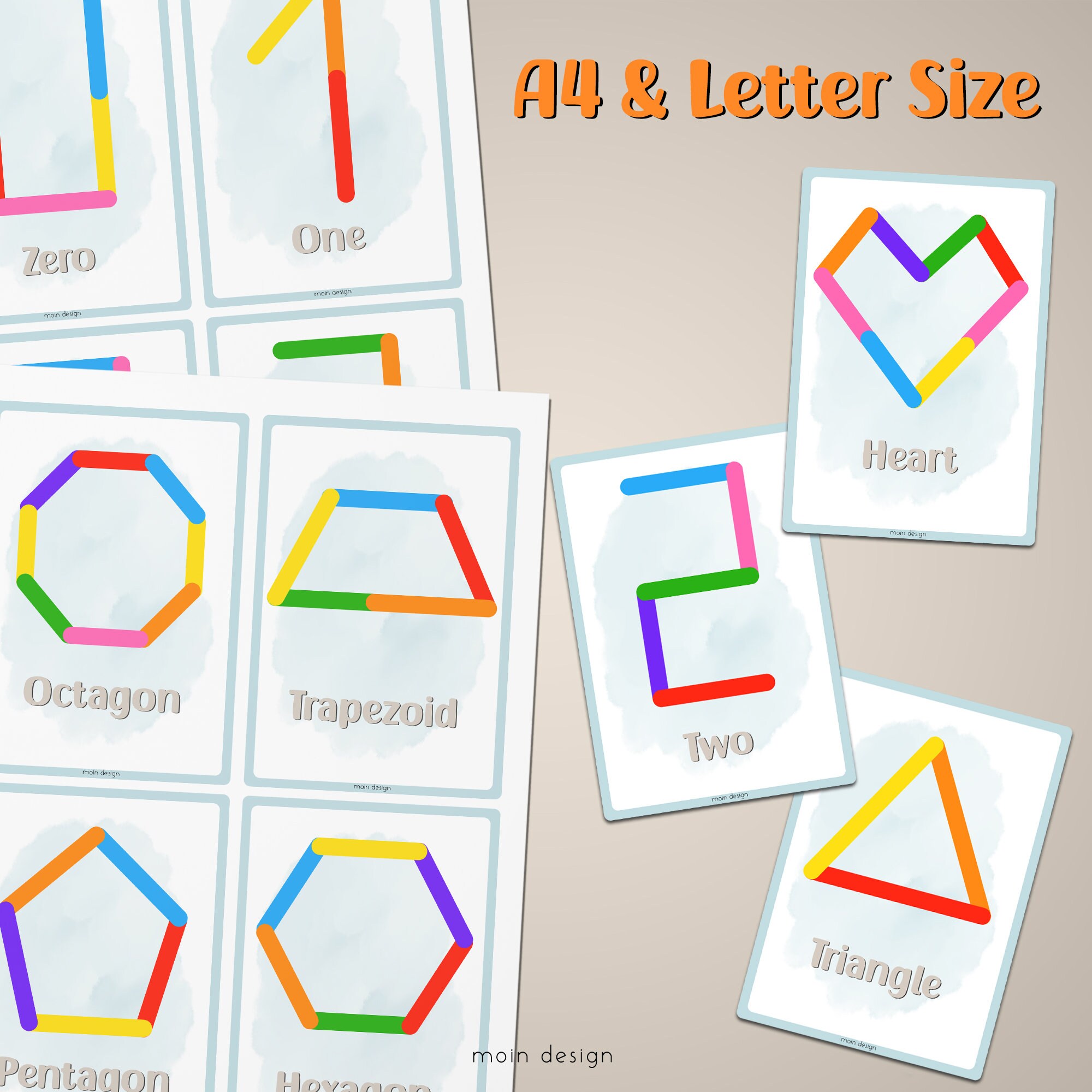 Shapes & Numbers Popsicle Sticks Activity, Craft Sticks, Montessori ...