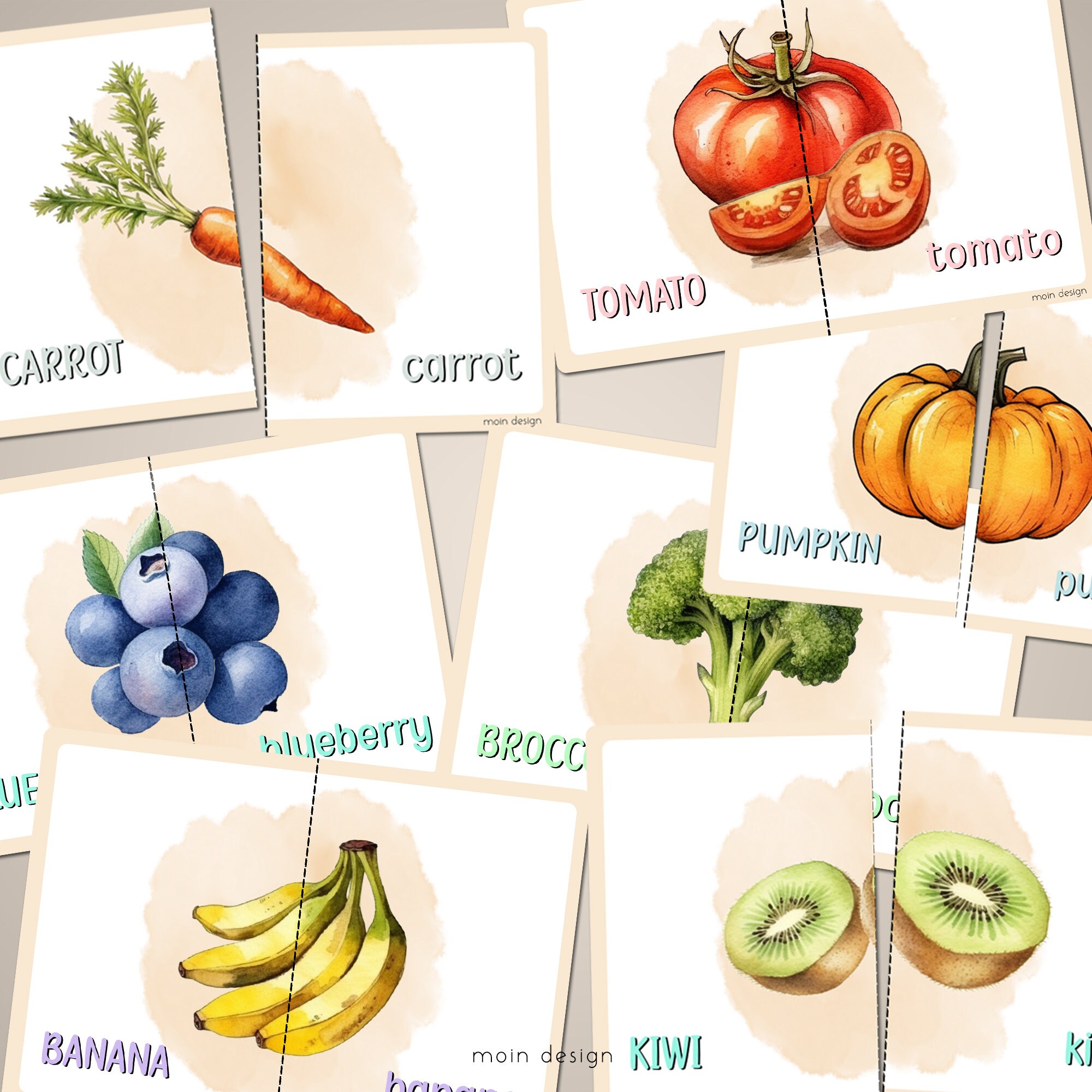 Vegetables & Fruits Matching Game for Toddler, Puzzle for Kids, Toddler ...