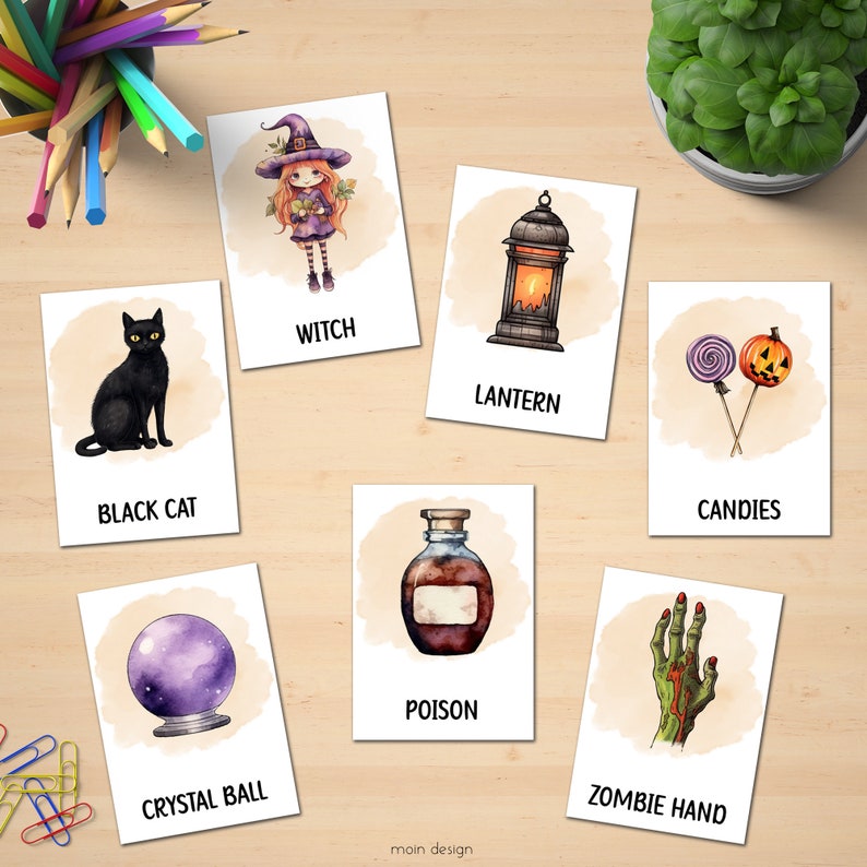 Halloween Flash Cards, Preschool Activity, Printable Montessori Cards ...