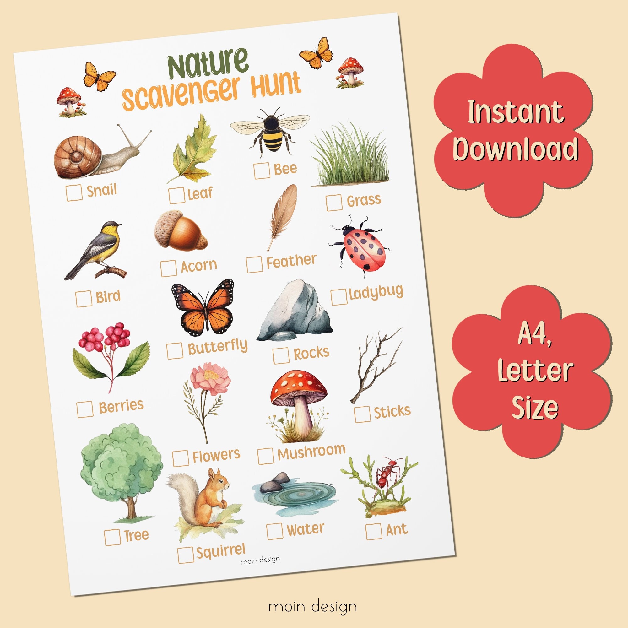 Printable Nature Scavenger Hunt, Outdoor Activity for Kids, Preschool ...