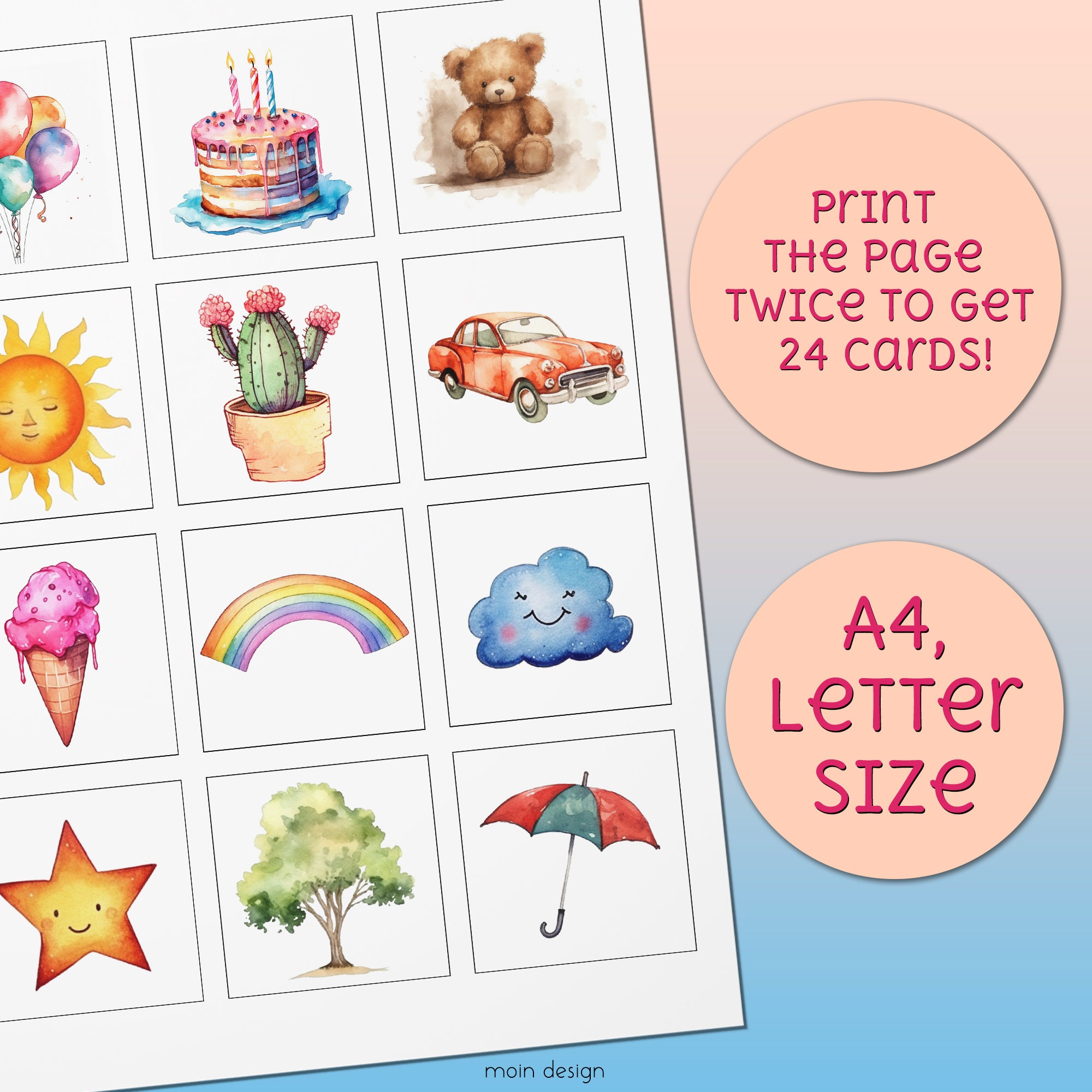 Printable Memory Game Kids Activity Matching Games for - Etsy
