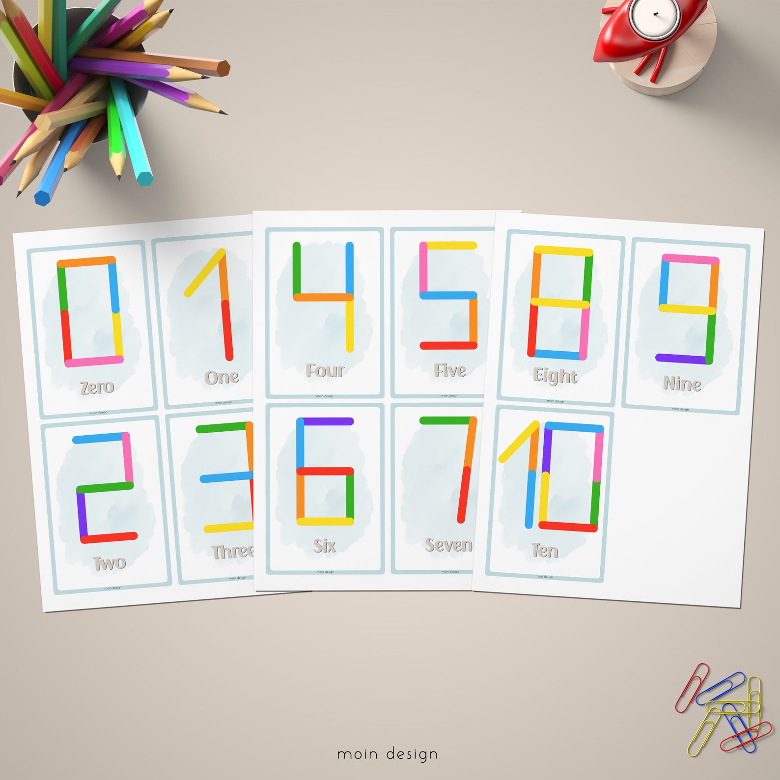 Shapes & Numbers Popsicle Sticks Activity, Craft Sticks, Montessori ...