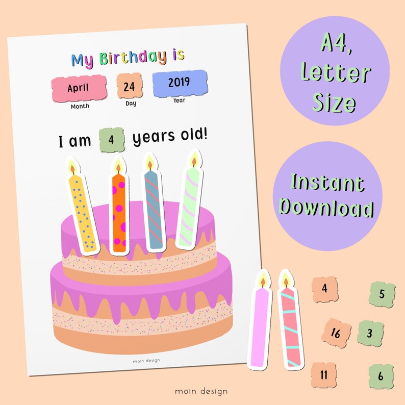 Birthday Activity Worksheet: Montessori Learning Printable (PDF) - Etsy