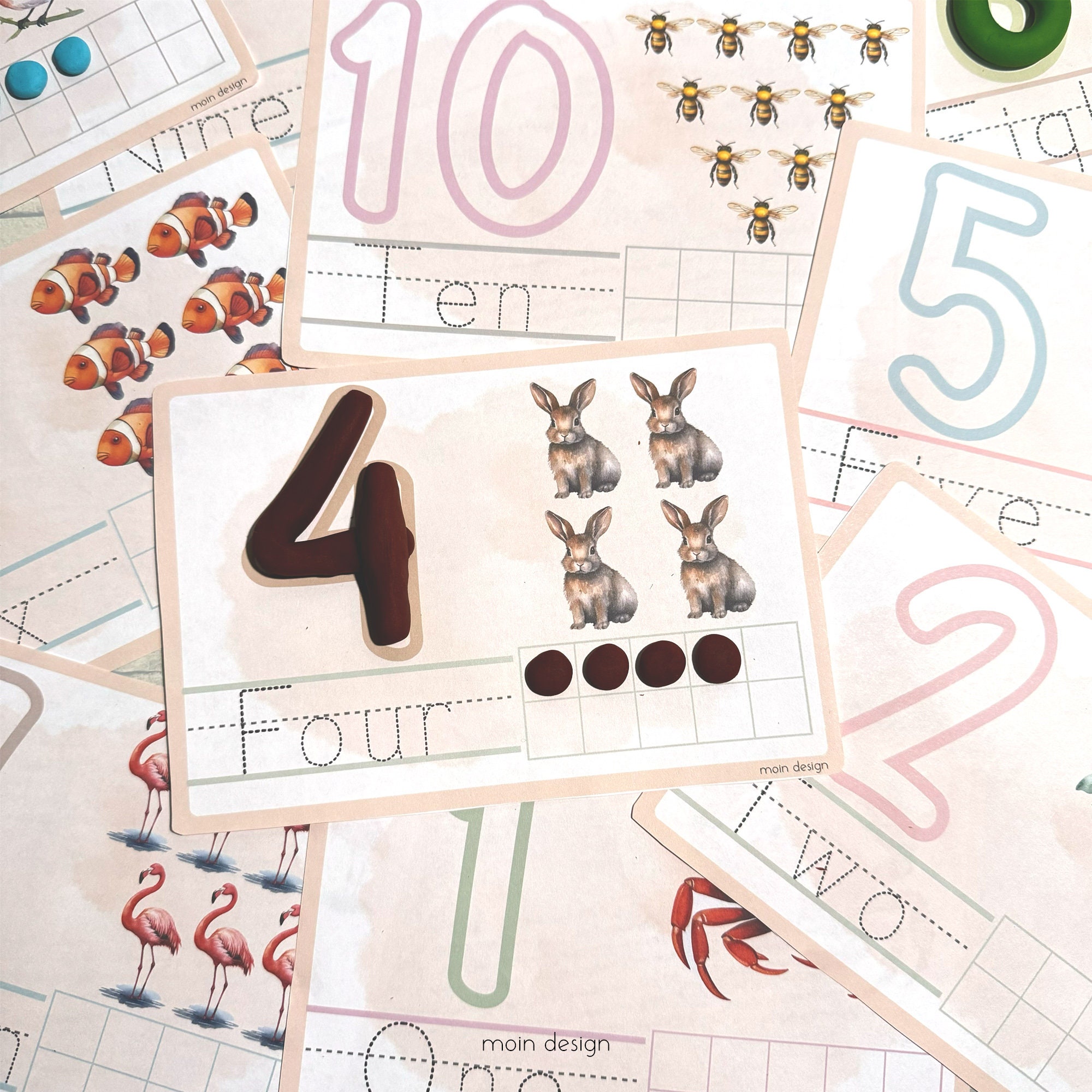 Numbers Play Dough Mats, Printable Learning Activity, Number Tracing ...