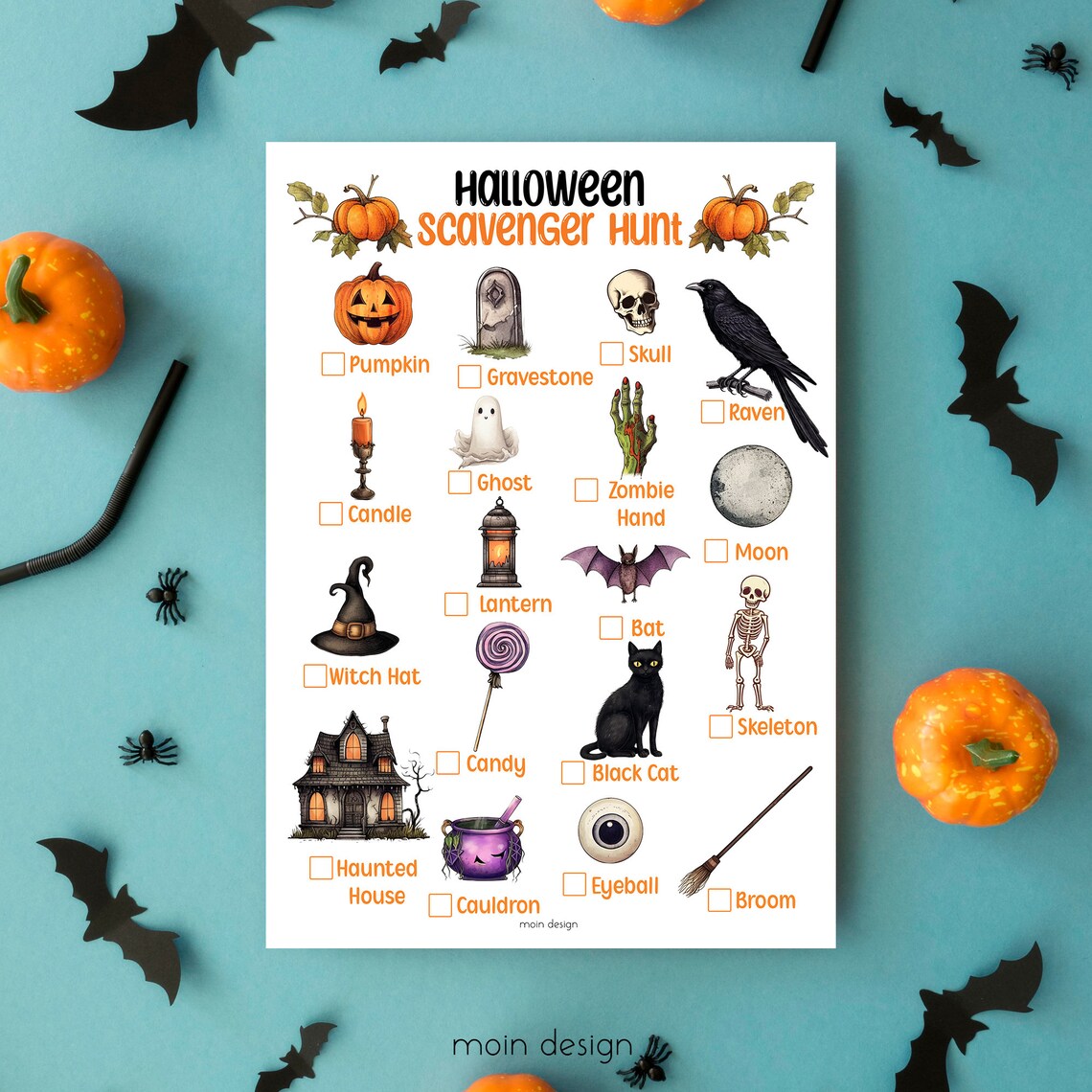 Printable Halloween Scavenger Hunt for Kids, Halloween Games for Kids ...
