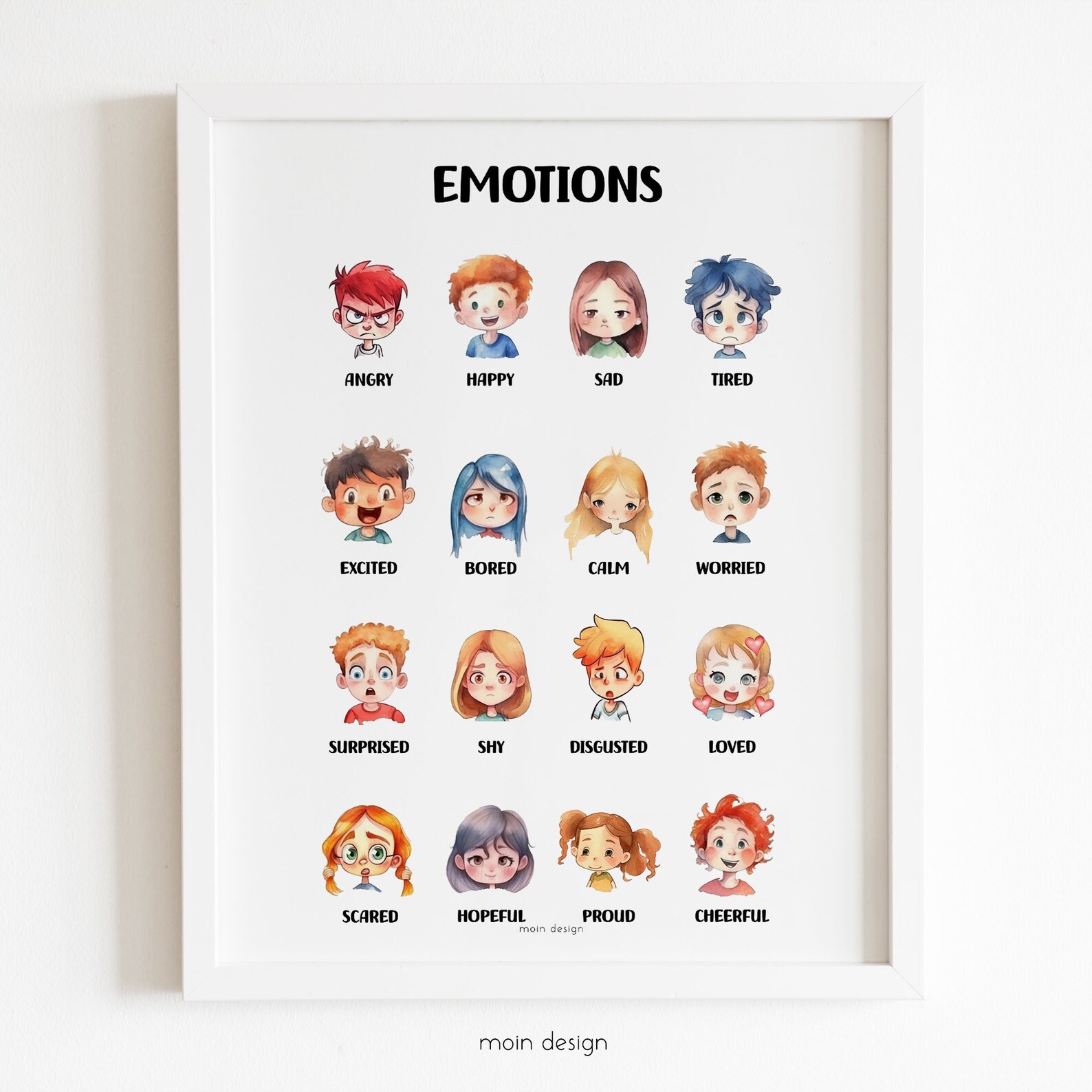 Emotions Poster, Watercolor Classroom Decor, Montessori Learning ...