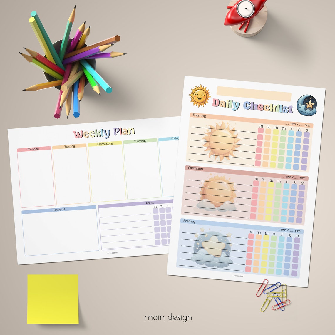 Printable Kids School Planner Bundle, Screen Time Chart, After Before ...