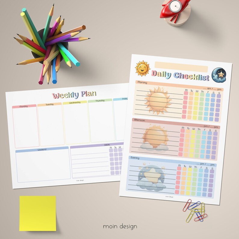 Printable Kids School Planner Bundle: Daily & Weekly Checklist (digital ...