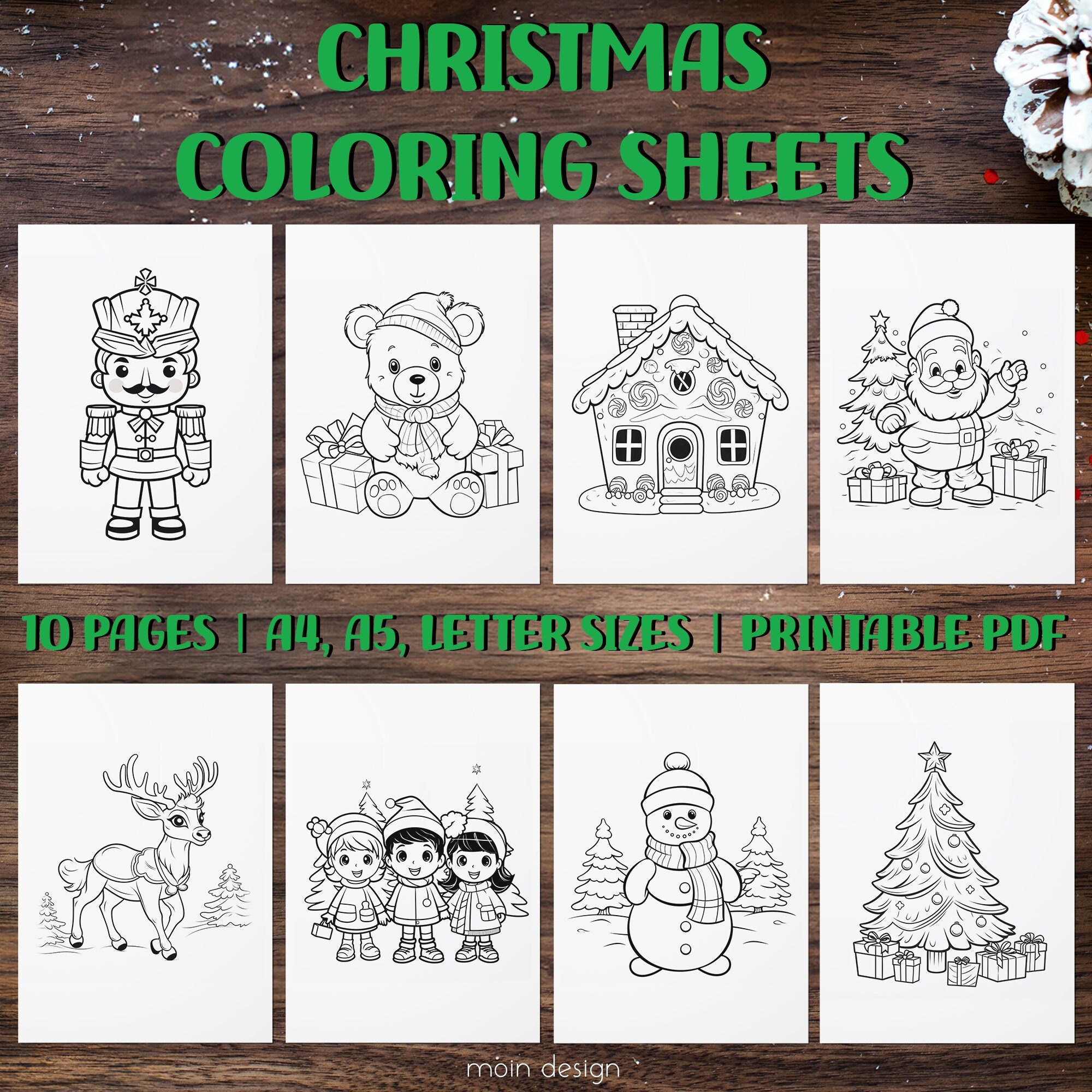 Printable Christmas Coloring Sheets, Coloring Pages for Kids, Preschool ...