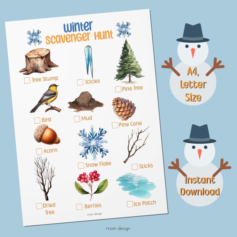 Printable Winter Scavenger Hunt for Kids, Winter Games for Kids, Party ...