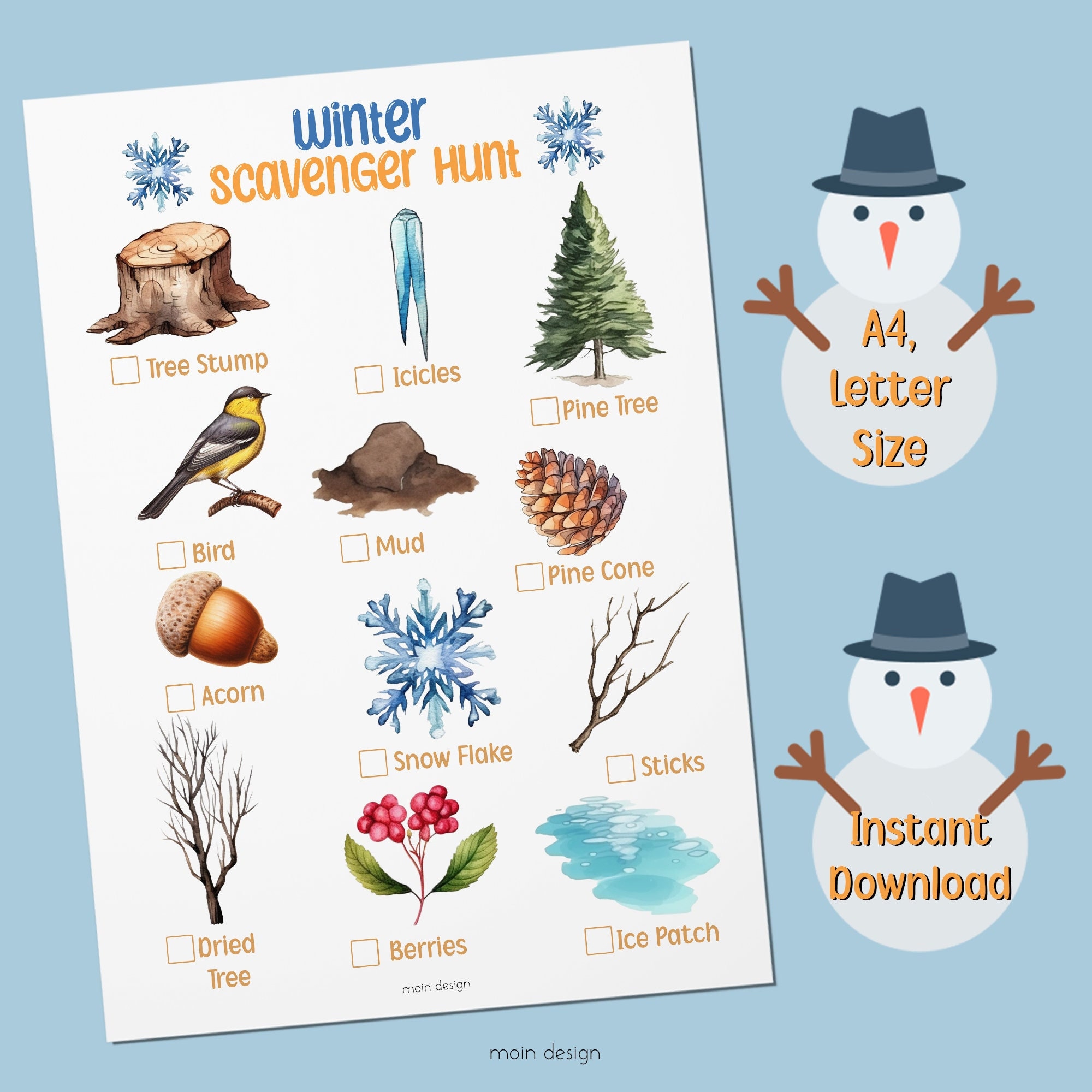Printable Winter Scavenger Hunt for Kids, Winter Games for Kids, Party ...