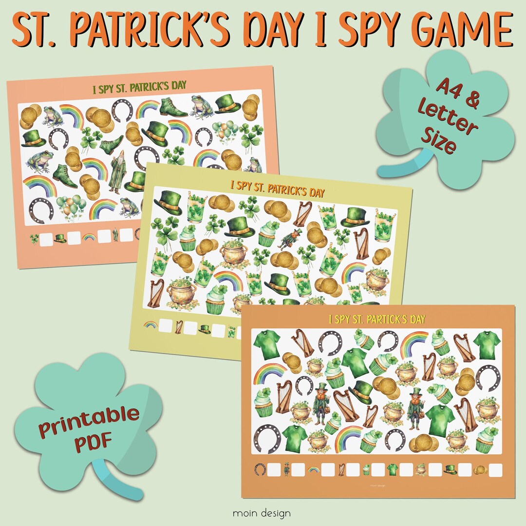 Printable St Patricks Day I Spy Game, Toddler St Patricks Activity ...
