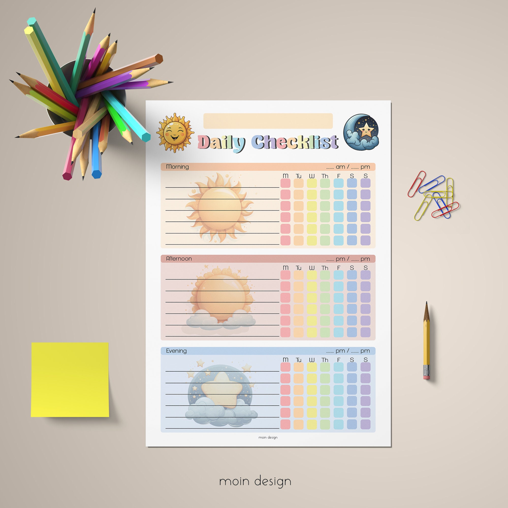 Kids Daily Checklist, Chore Chart for Kids, Daily Schedule, Daily ...