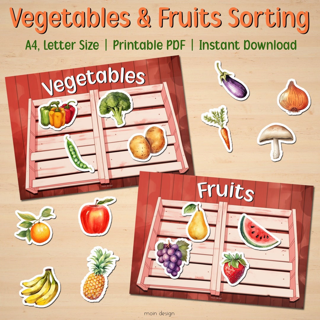 Vegetables and Fruits Sorting Activity, Printable Activities, Toddler ...