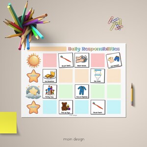 Printable Kids Daily Responsibilities Chart, Chores Chart, Routine ...