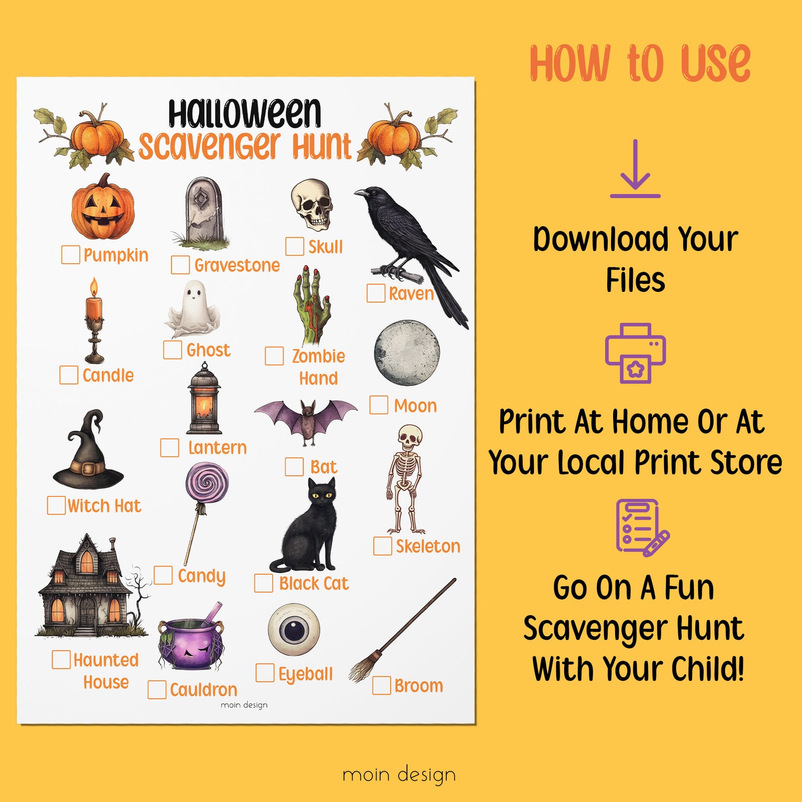 Printable Halloween Scavenger Hunt for Kids, Halloween Games for Kids ...