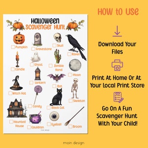 Printable Halloween Scavenger Hunt for Kids, Halloween Games for Kids ...
