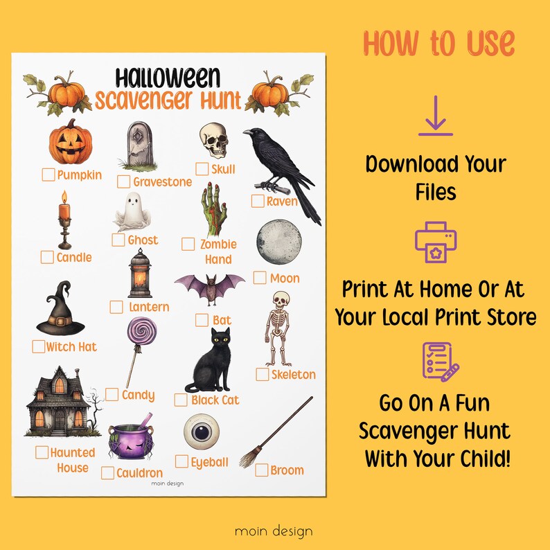 Printable Halloween Scavenger Hunt for Kids, Halloween Games for Kids ...