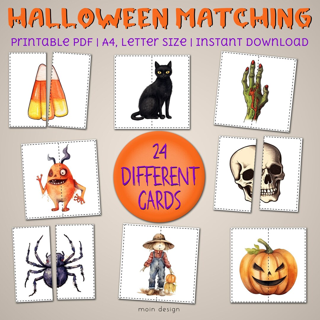 Halloween Matching Game for Toddlers, Puzzle for Kids, Toddler Activity ...