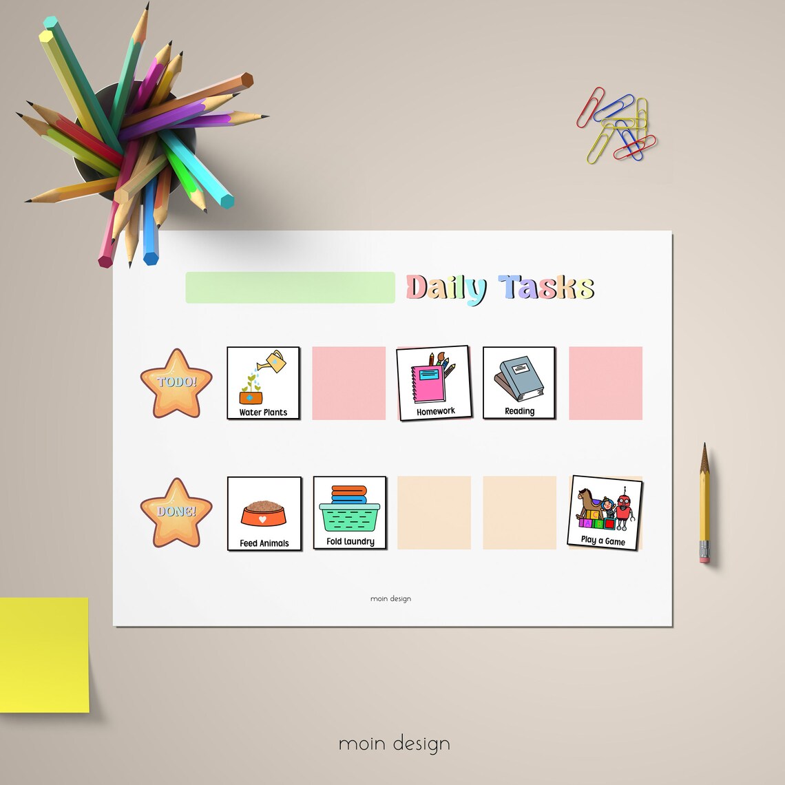 Printable Kids Daily Responsibilities Chart, Chores Chart, Routine ...