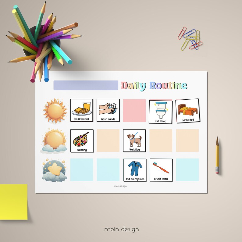 Printable Kids Daily Responsibilities Chart, Chores Chart, Routine ...