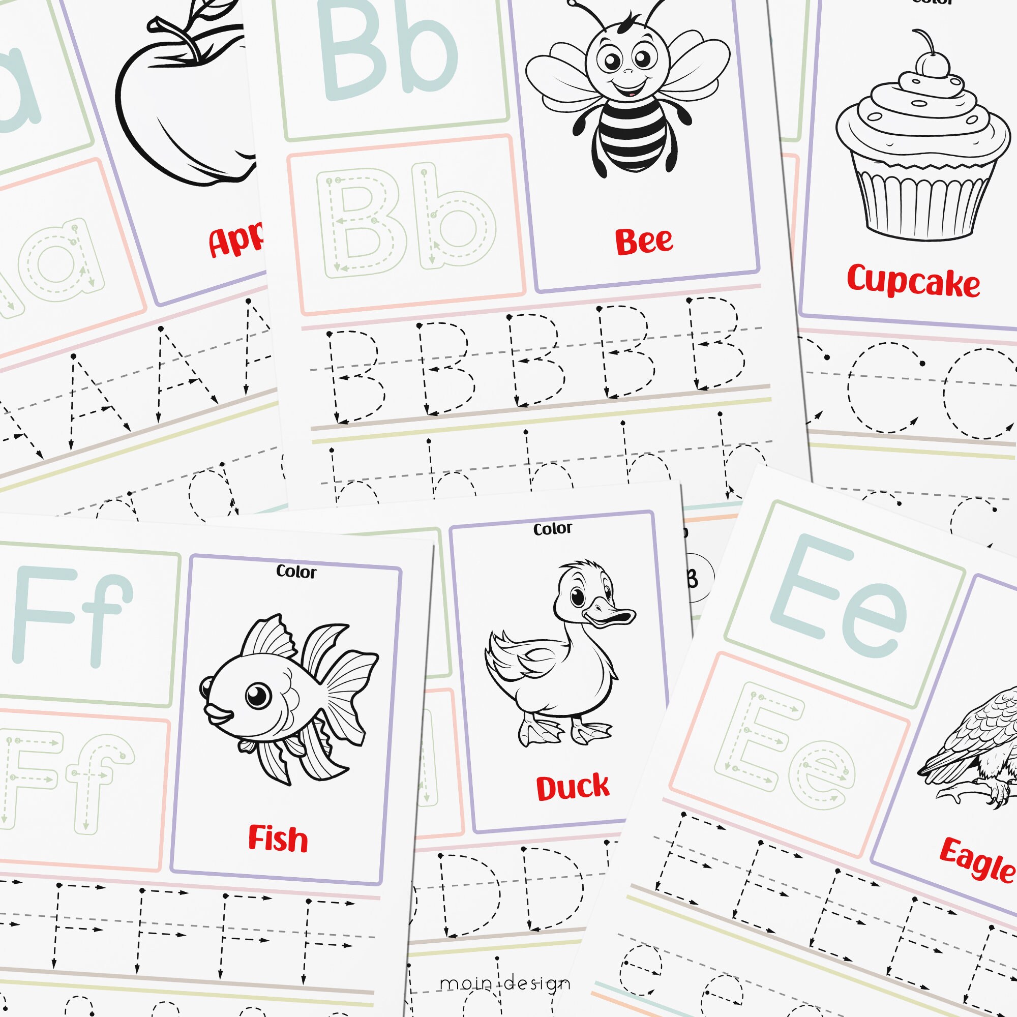 Printable Alphabet Worksheets: ABC Tracing, Coloring Pages (digital ...