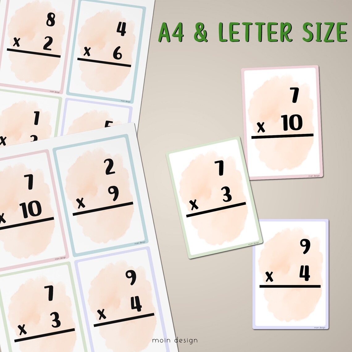 Multiplication Practice Flash Cards, Printable Math Activity ...