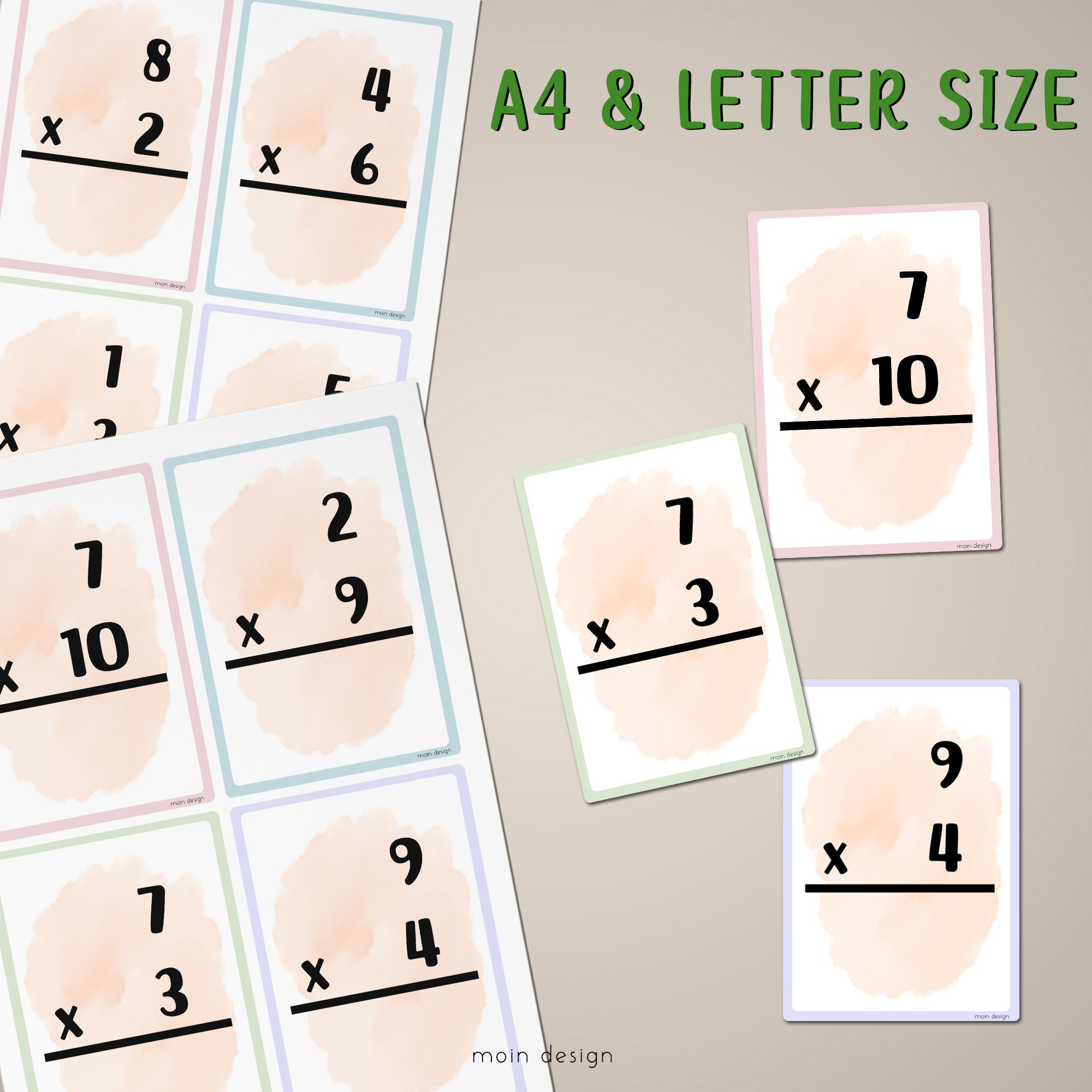 Multiplication Practice Flash Cards, Printable Math Activity ...