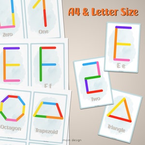 Alphabet & Numbers Shapes Popsicle Sticks Activity, Craft Sticks ...