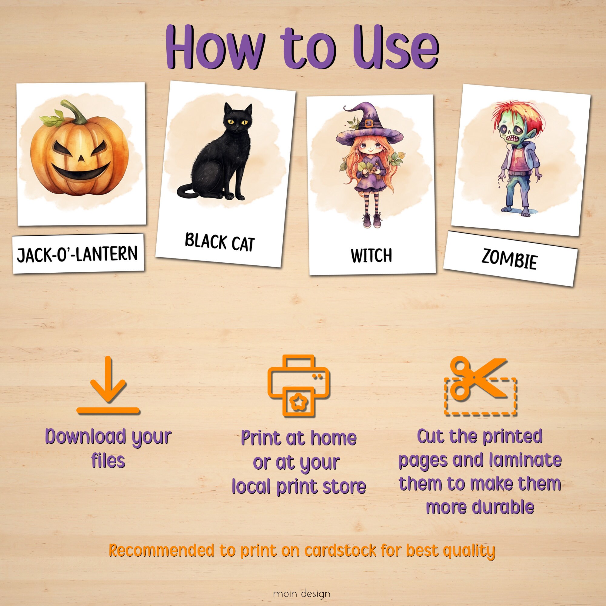 Halloween Flash Cards, Preschool Activity, Printable Montessori Cards ...