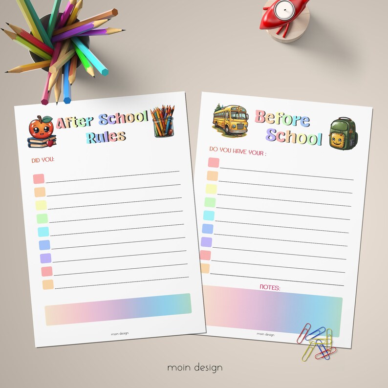 Printable Kids School Planner Bundle, Screen Time Chart, After Before ...