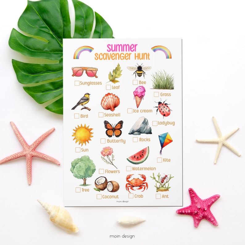 Printable Summer Scavenger Hunt for Kids, Summer Games for Kids, Party ...
