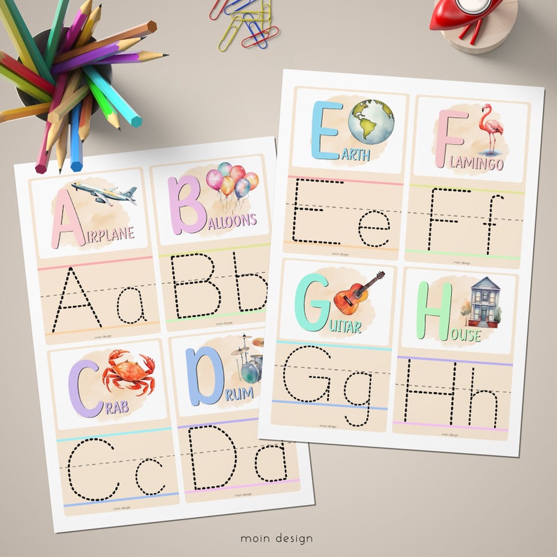 Printable Alphabet Tracing Cards, Preschool Practice Card, ABC Learning ...