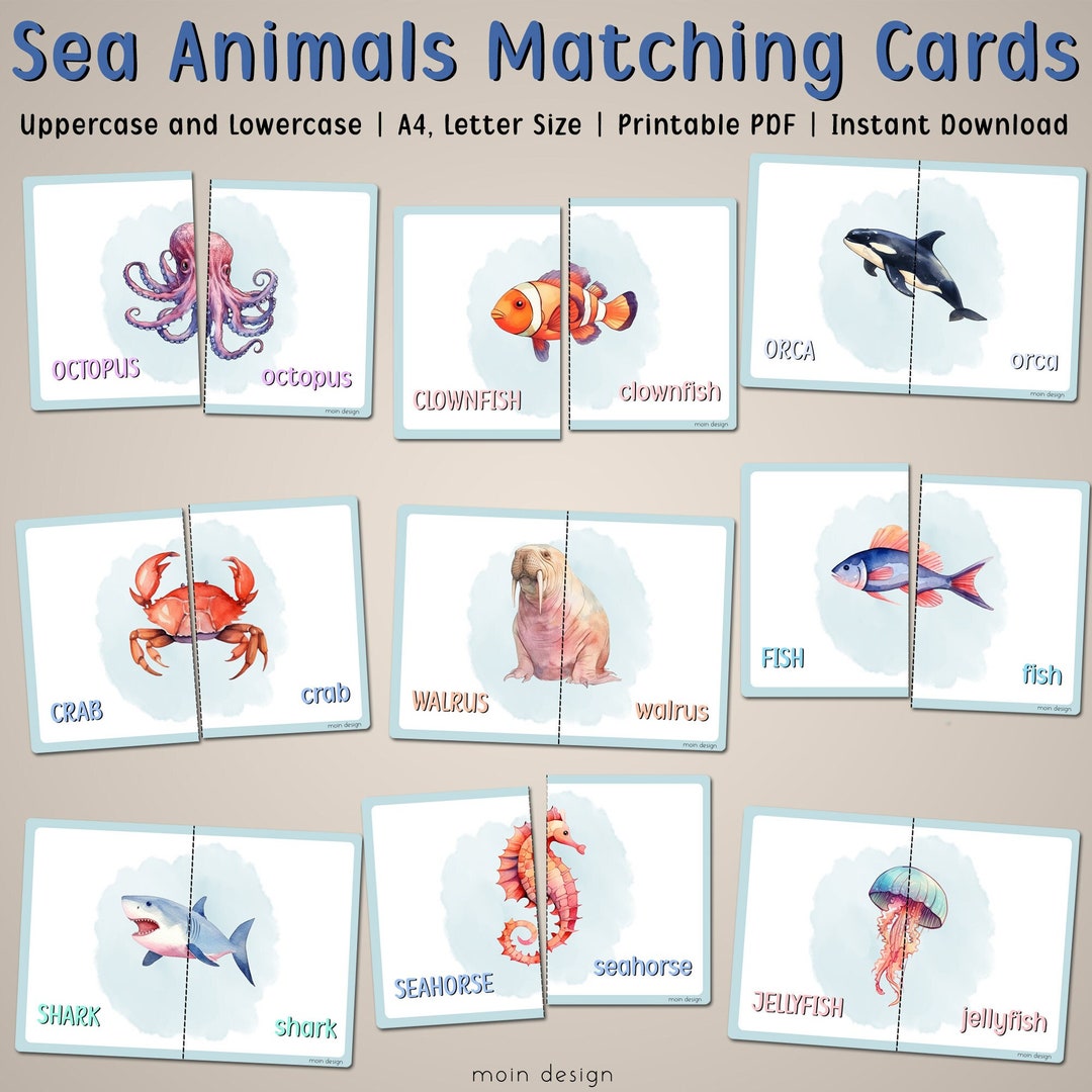Sea Animals Matching Game for Toddlers, Puzzle for Kids, Toddler ...