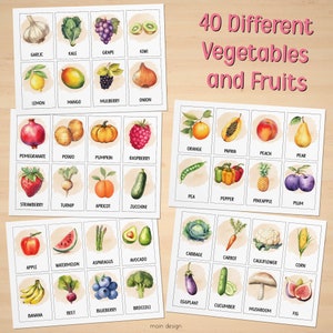 Fruits and Vegetables Flash Cards: Montessori Preschool Activity ...