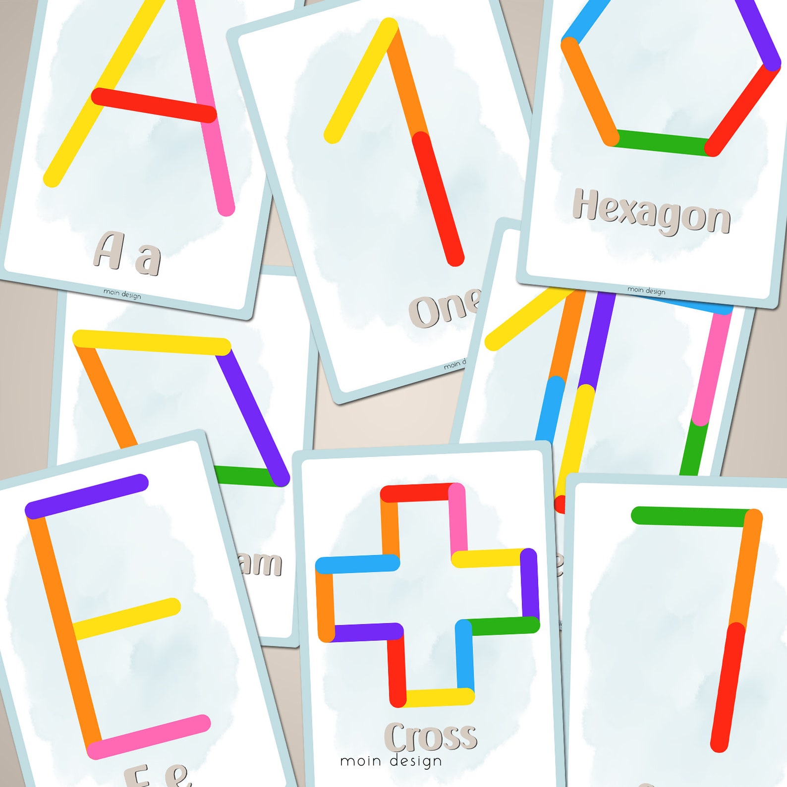 Alphabet & Numbers Shapes Popsicle Sticks Activity, Craft Sticks ...