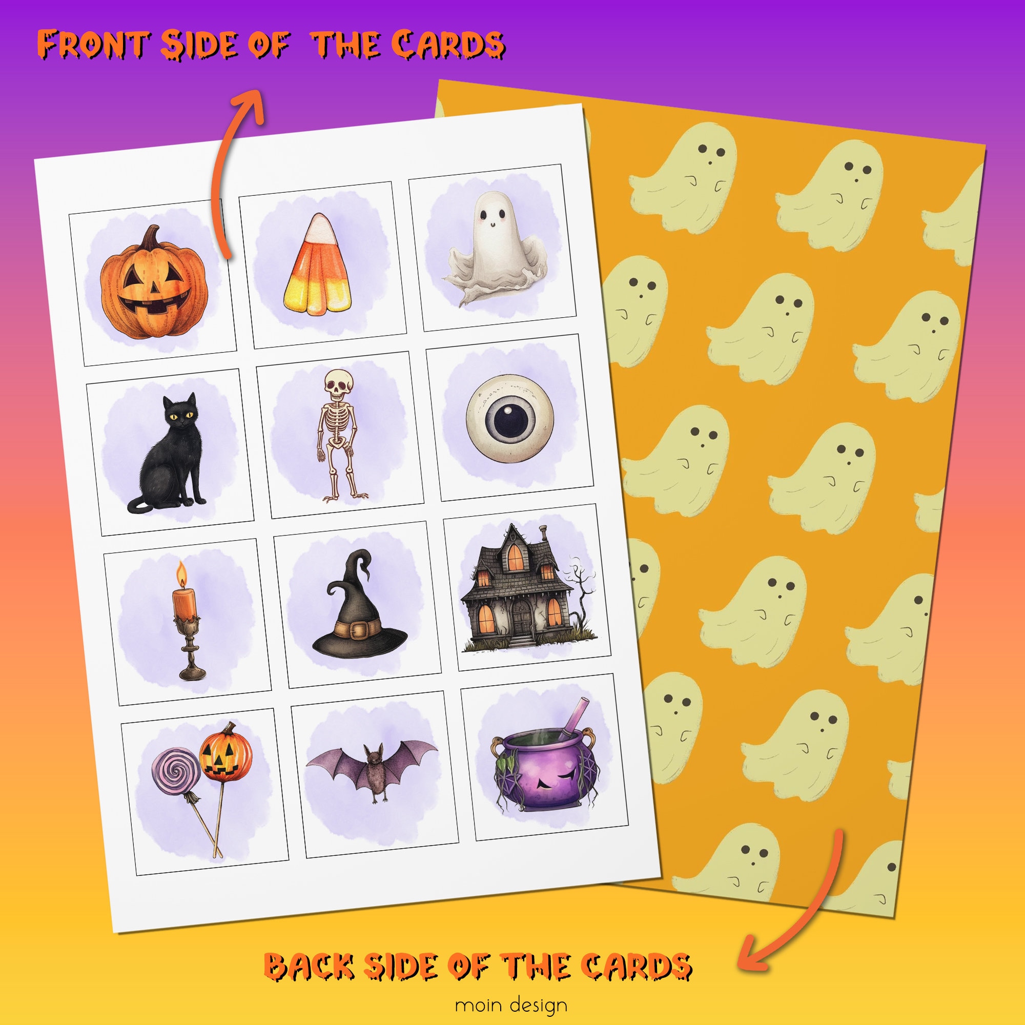 Printable Memory Game, Kids Halloween Activity, Matching Games for ...