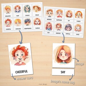 Emotions Flash Cards, Preschool Activity, Printable Montessori Card ...