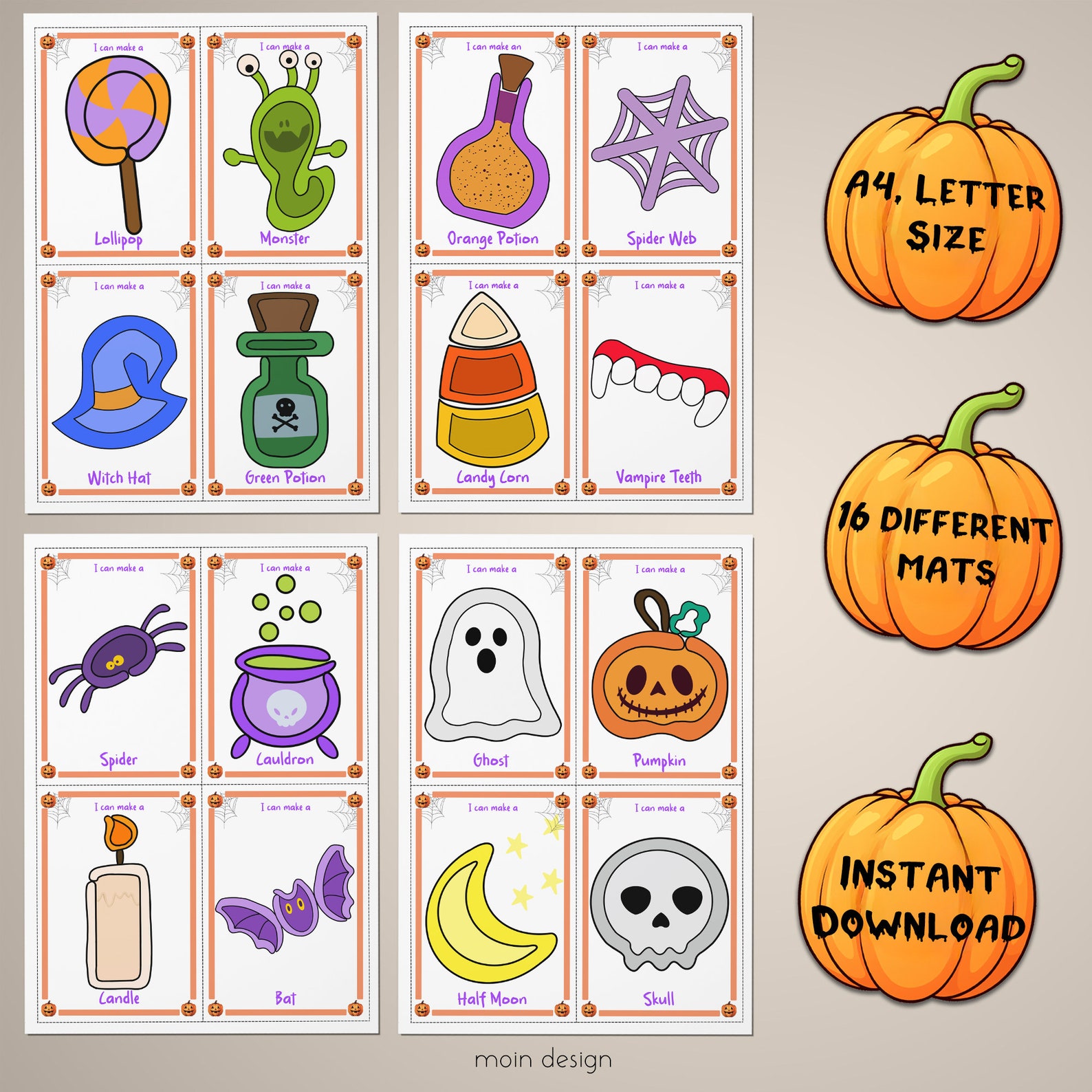 Halloween Play Dough Mats: Printable Toddler Activity (digital Download ...